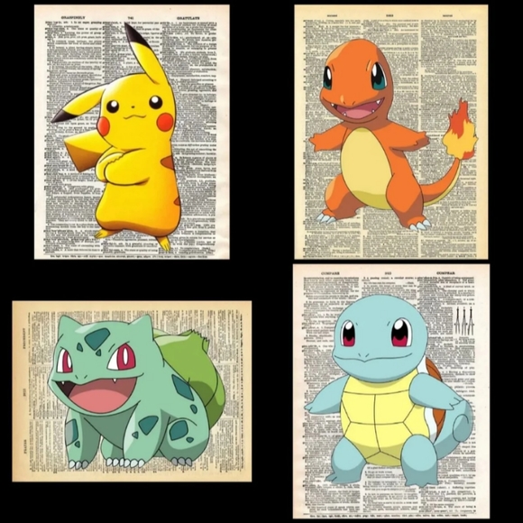 Other | Pokemon Dictionary Book Page Art Decor | Poshmark